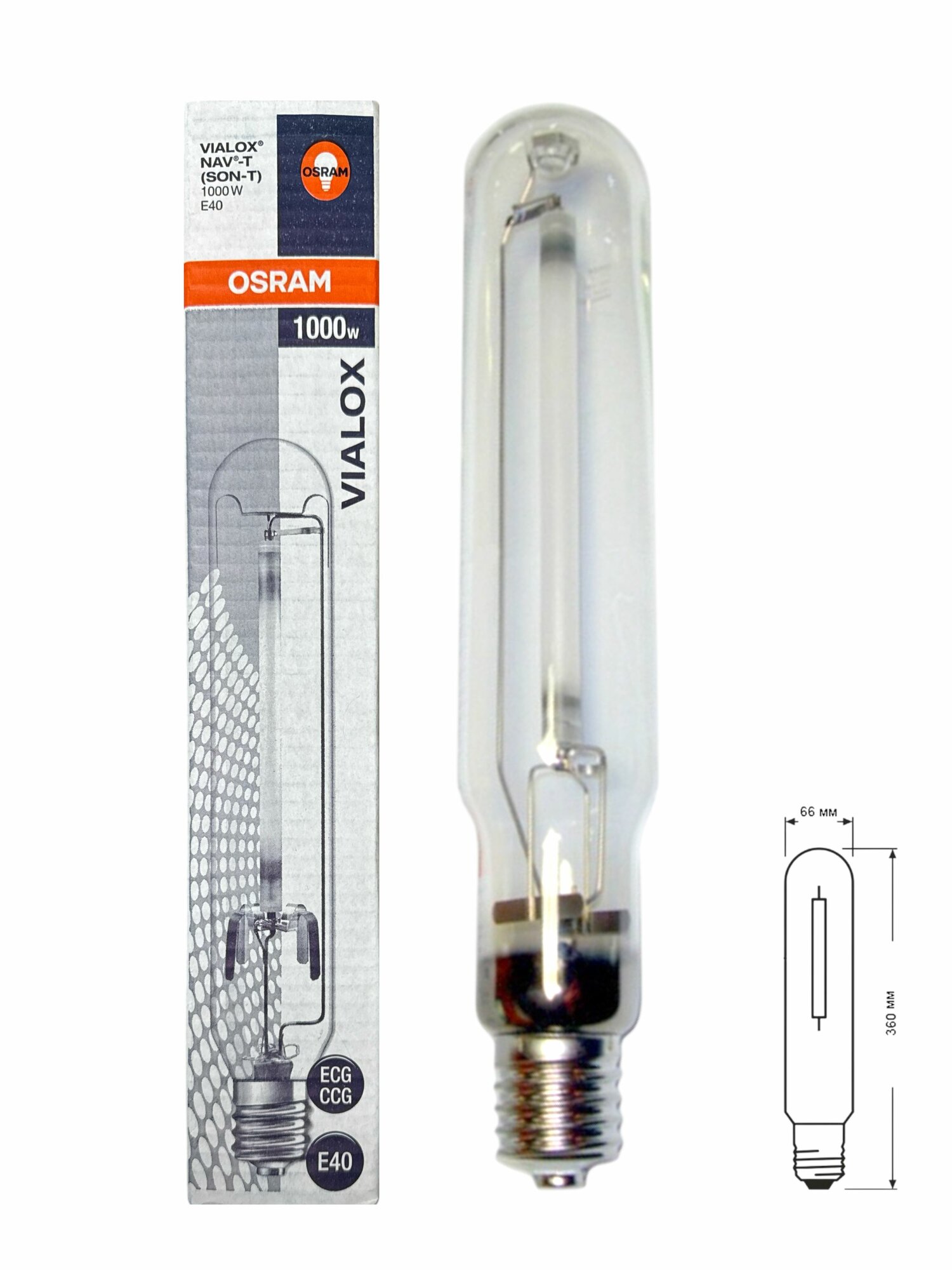 Лампа натриевая ДНаТ Osram VIALOX NAV-T (SON-T) 1000W E40
