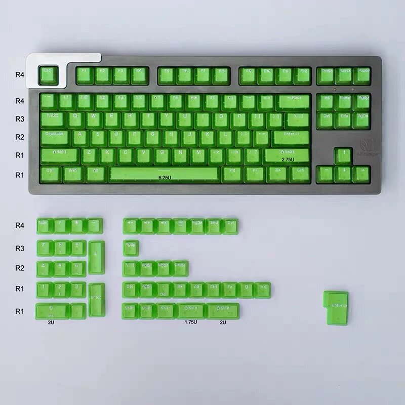 Прозрачные кейкапы Glacier, профиль OEM, двухцветные, 130 клавиш, совместимы с 68/75/84/87/98/104 PBT прозрачен со всех