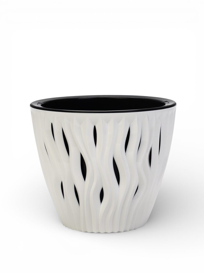 Кашпо для цветов со вставкой «Вдохновение», 5.7 л, d=23.5 см, белое/черное