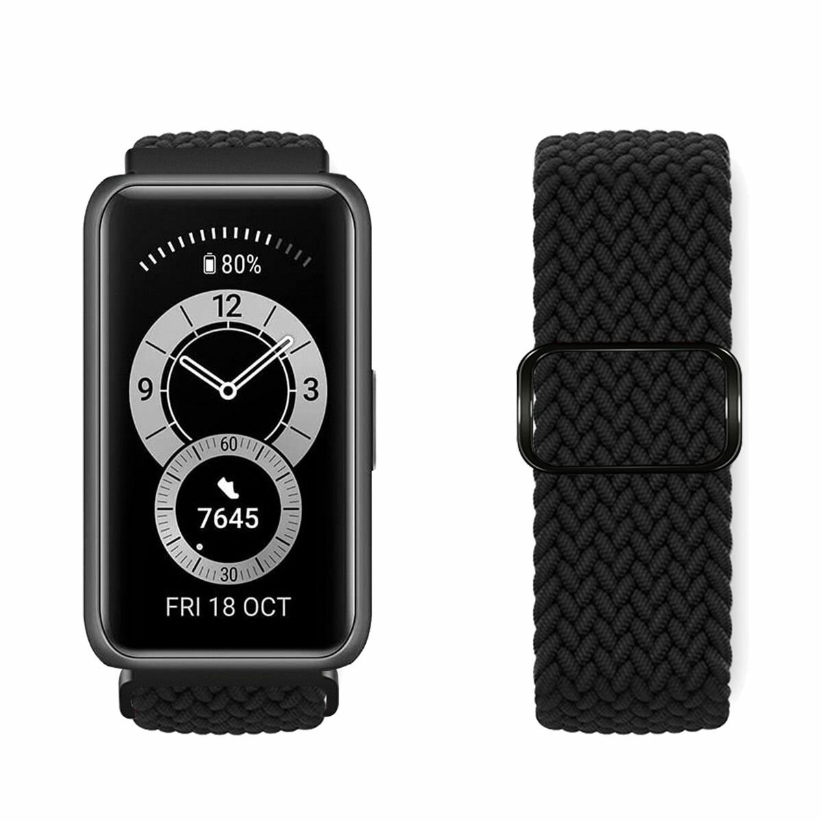Эластичный тканевый ремешок для Honor Band 6 и Huawei Band 6 с регулируемой длиной Браслет с пряжкой Мужской и женский