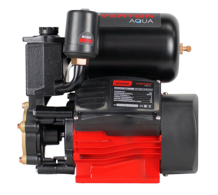 Насосная станция 500Вт, 38л/м, напор 36м, бак 2л, чугун, APS500ME VERTON 01.13297.26311