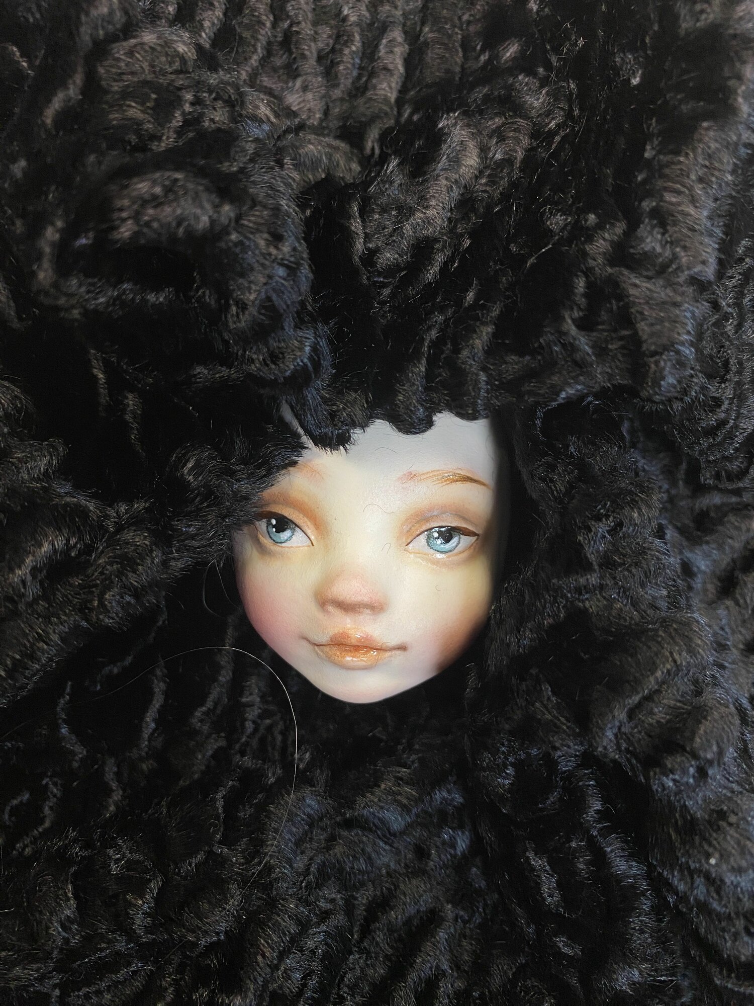 Ткань вискоза/хлопок - мех для игрушек (Италия) цвет черный цена за отрез 33х50см