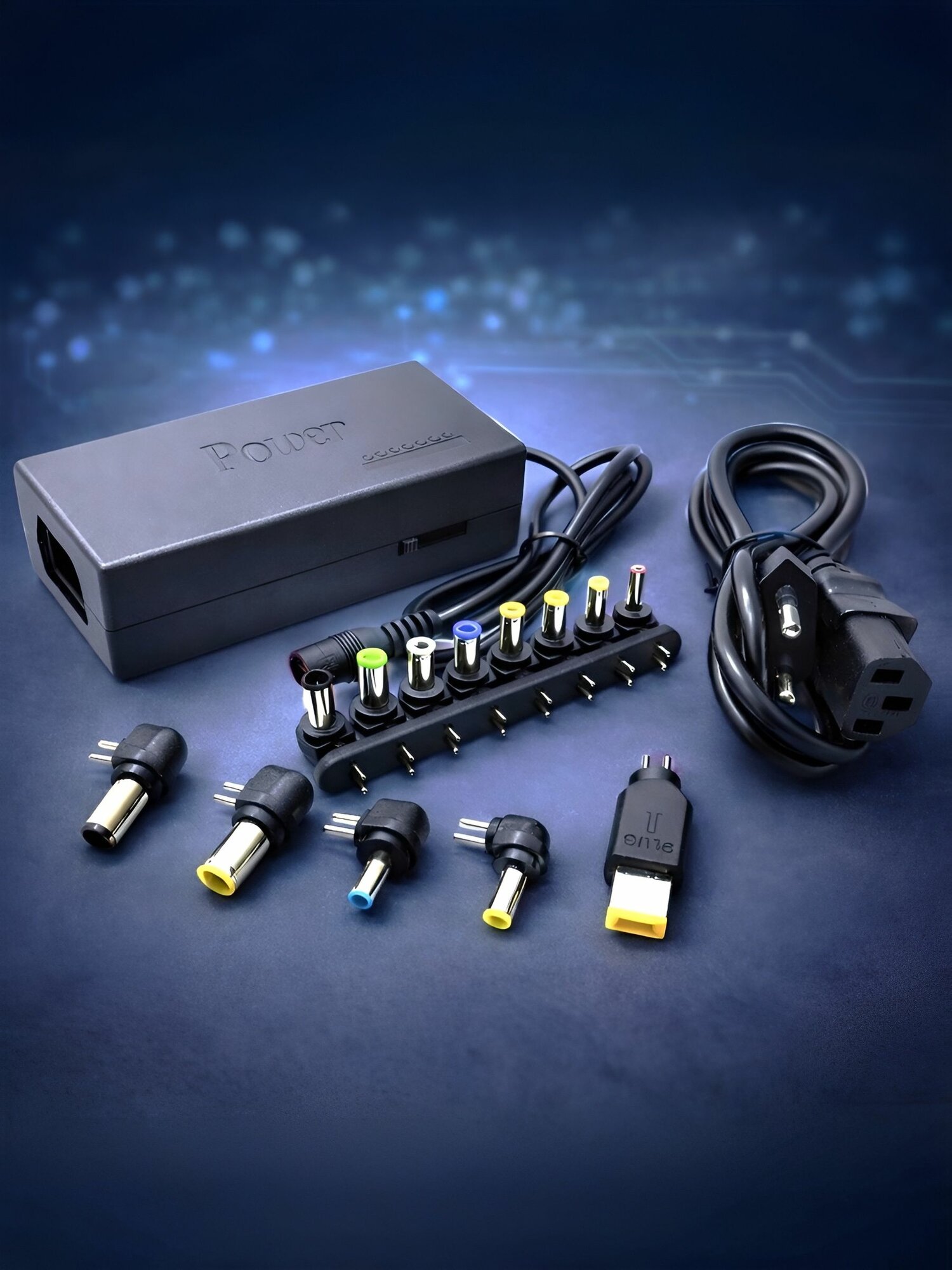 Блок питания, зарядка для ноутбука 12-24 В, регулируемый универсальный, 13 насадок