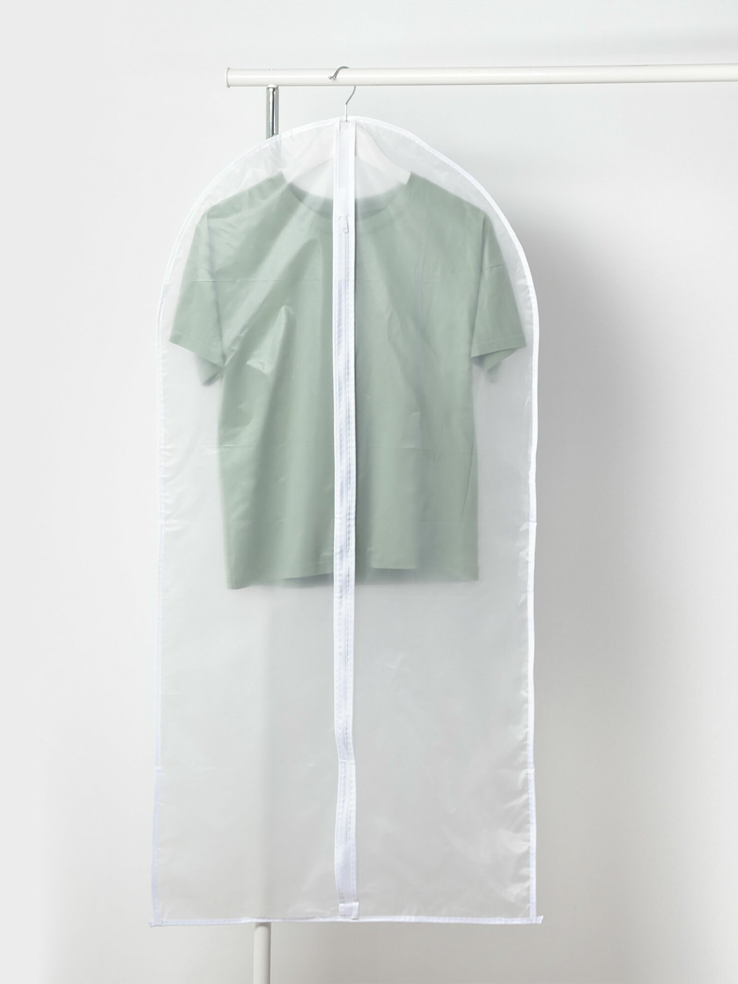 Чехол для одежды плотный, 60x120 см, прозрачный с белым, цвет: белый
