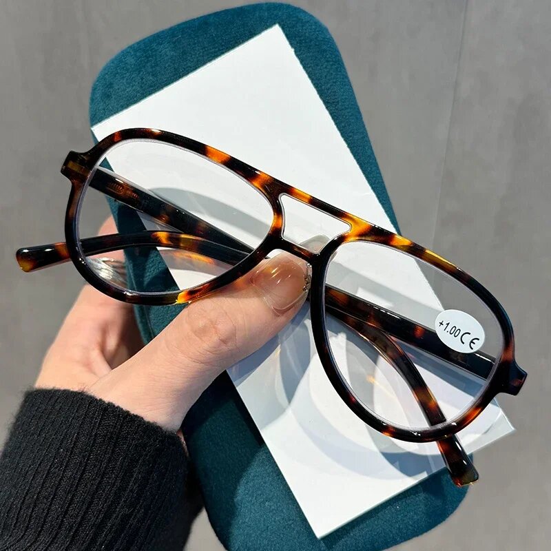 Очки DIXSG квадратные, оправа Leopard, +3.0