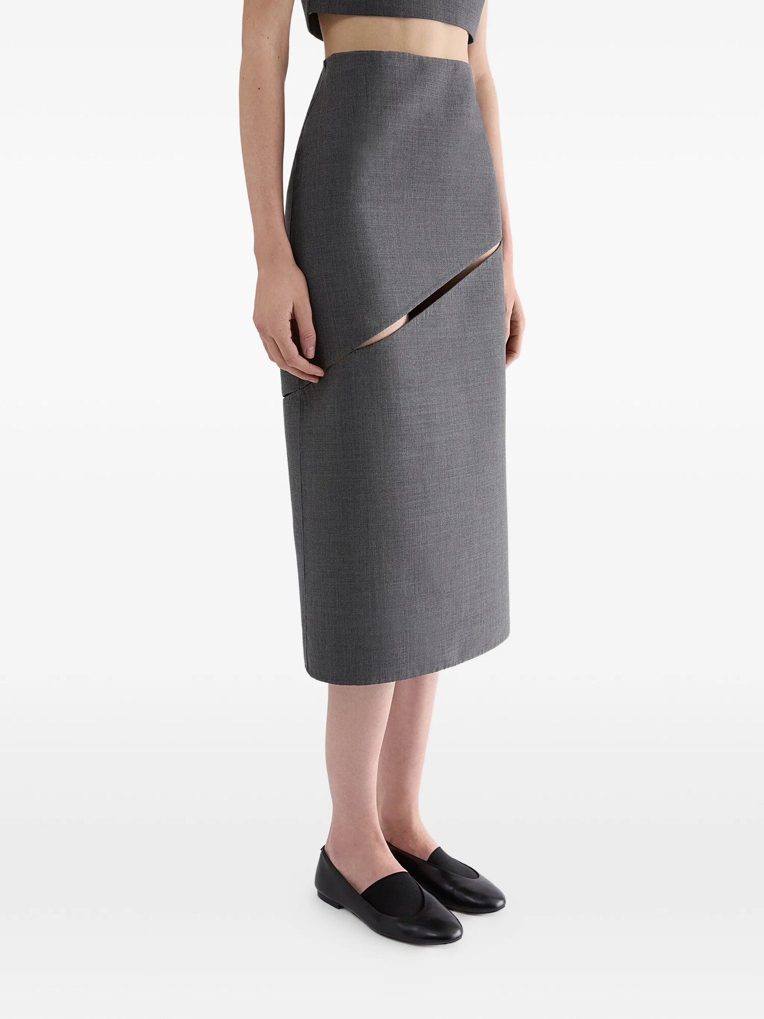 Юбка Jil Sander Twill pencil skirt, размер 38, серый — фото 1