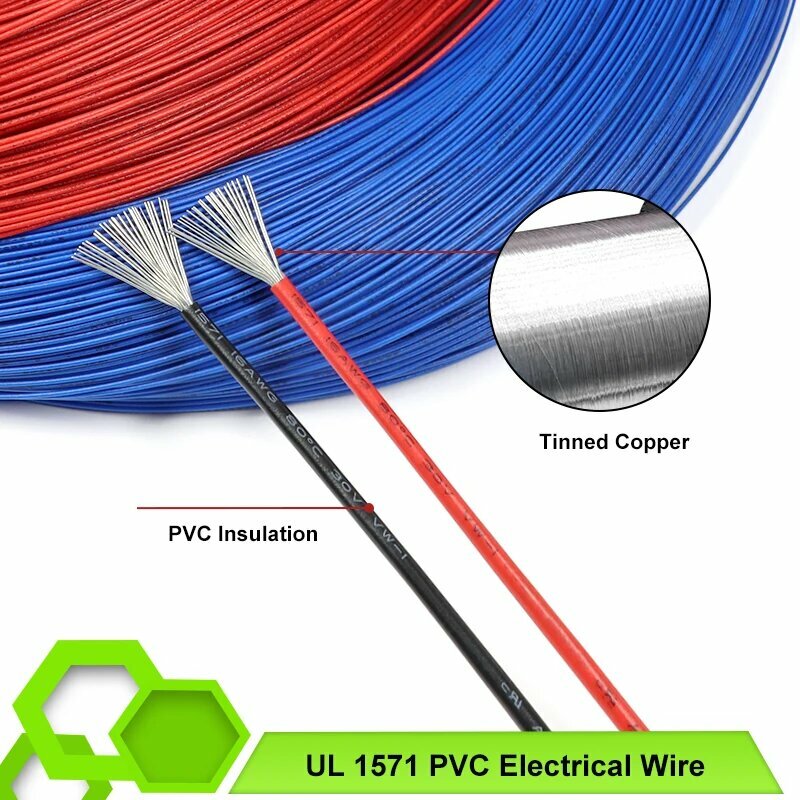 Электропровод UL1571 медный 24AWG красный, 10 метров