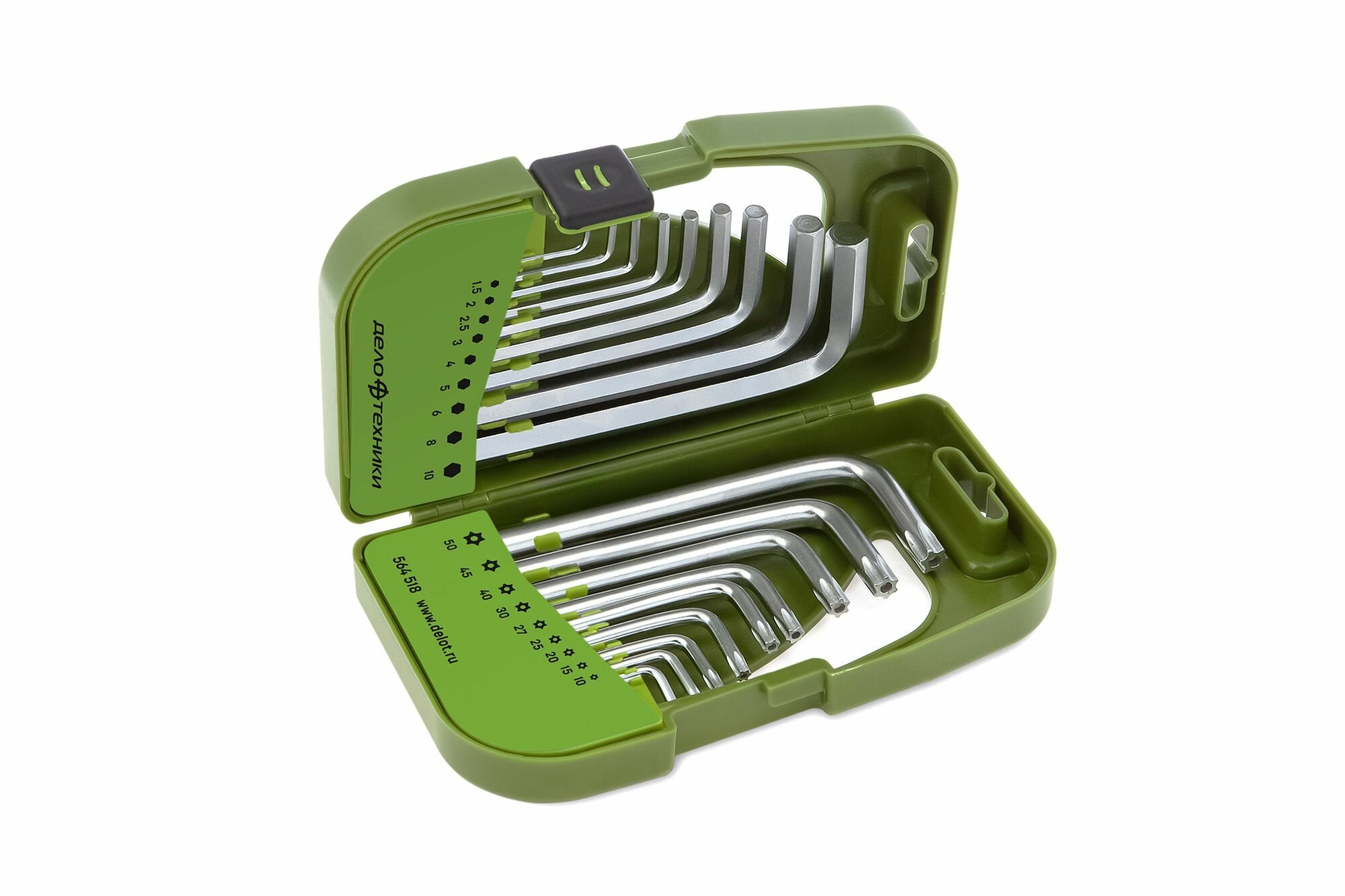 Набор ключей 6-гр и TORX коротких, 18 шт. HEX TORX, 564508, Дело Техники, пенал.