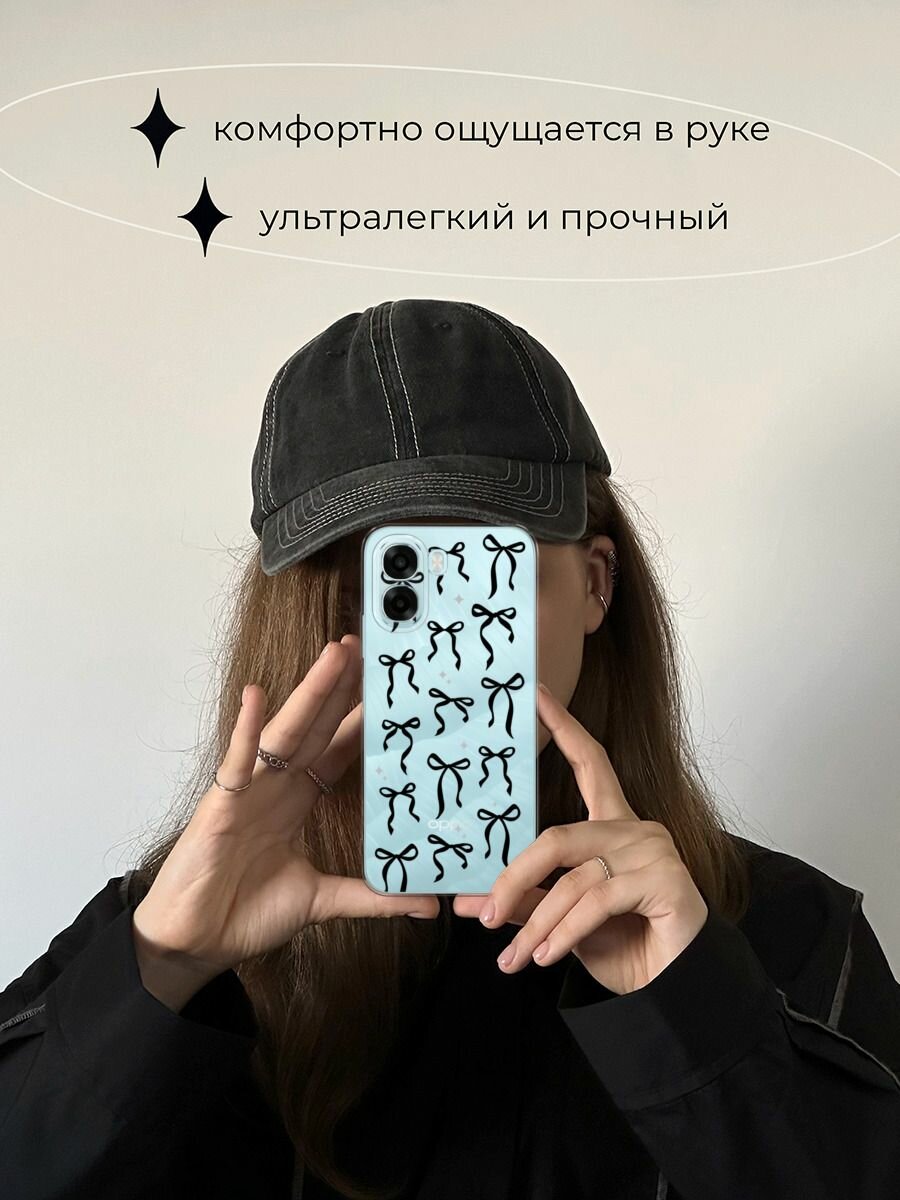 Чехол на Oppo A6x / Оппо A6x с принтом Black bows, прозрачный — фото 1