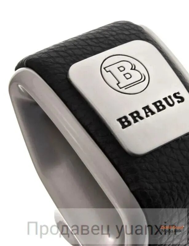 Ручка АКПП Brabus для Mercedes, черно-серая, металл и экокожа, 6.8x4.6 см, защелка
