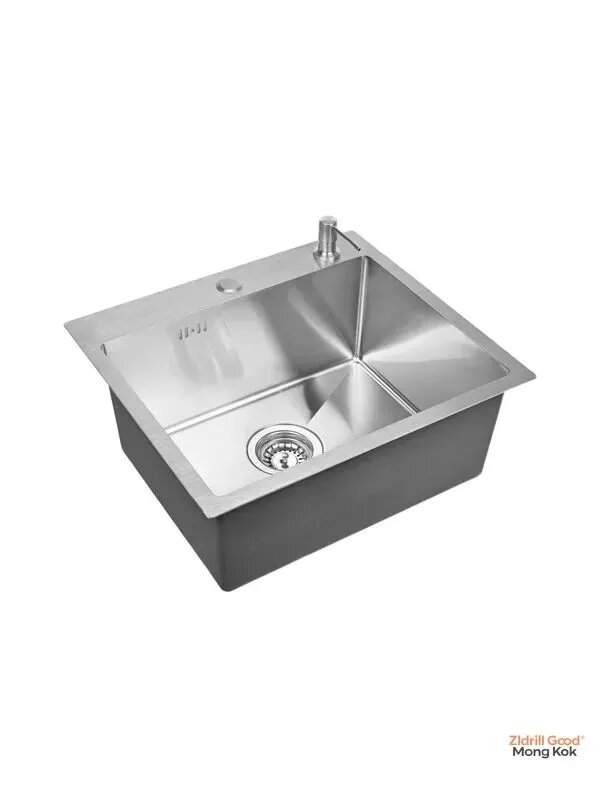 Мойка для кухни WISENT 50x40 из нержавеющей стали с сатиновым покрытием, с сифоном и дозатором — фото 1
