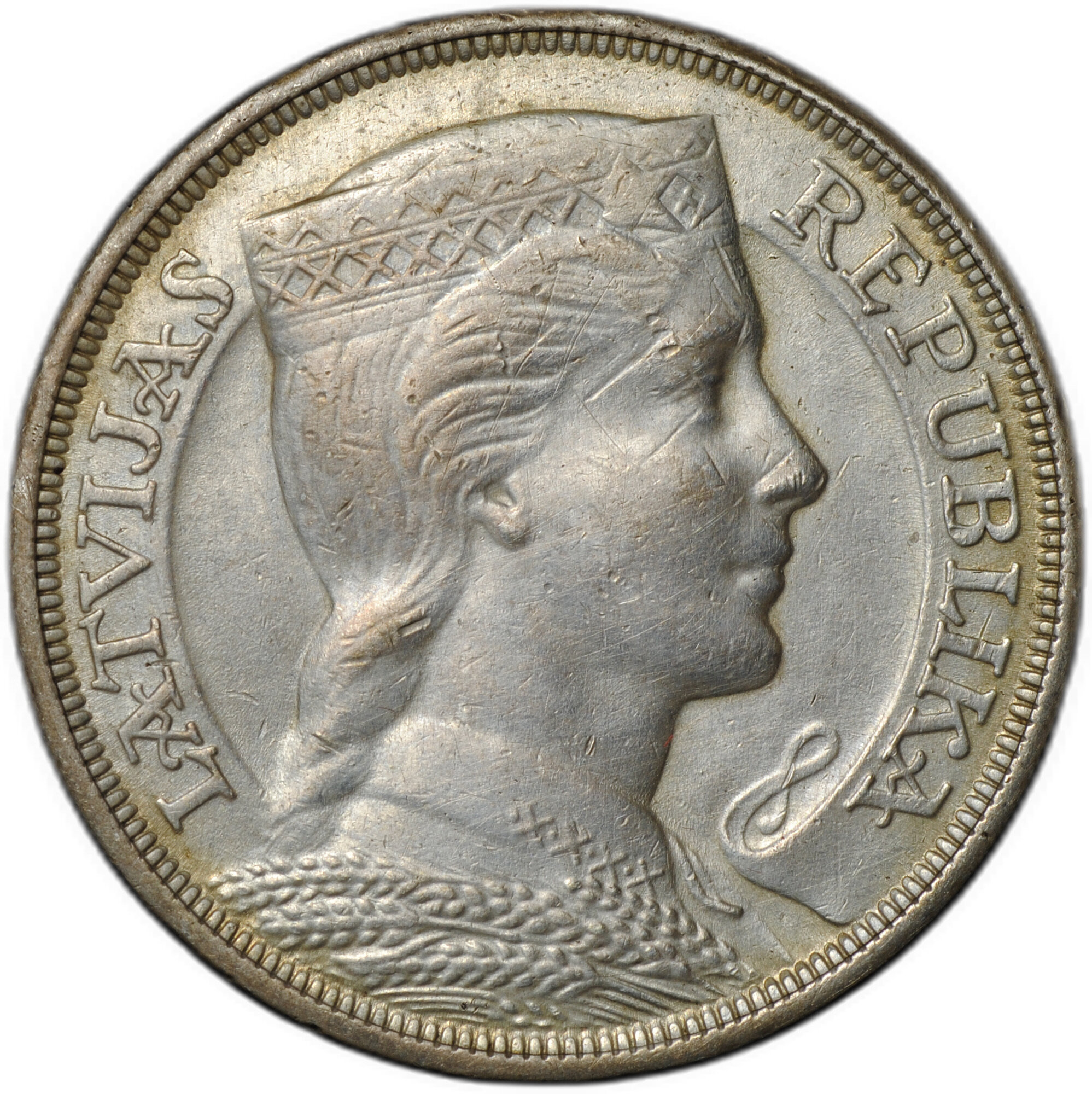 Монета 5 лат 1931 Латвия