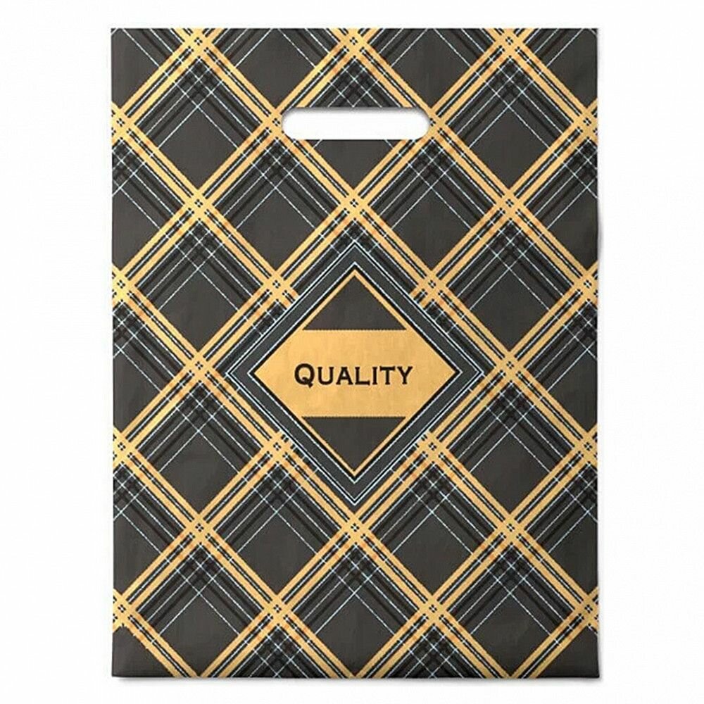 Пакет подарочный ПВД с вырубной ручкой 30х40см "Грани", 30 мкм (Россия) - в упаковке 5 штук.