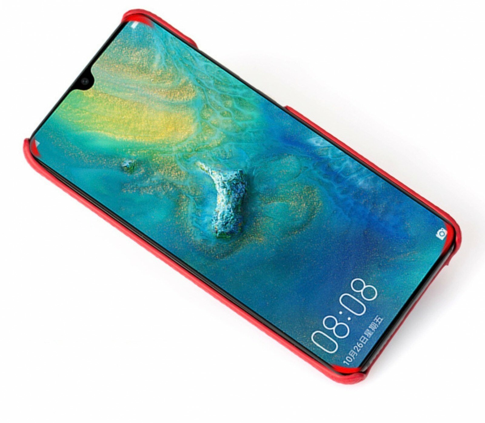 Чехол-накладка MyPads Premium для Huawei Mate 30 Pro из натуральной кожи с рельефной прошивкой, синий