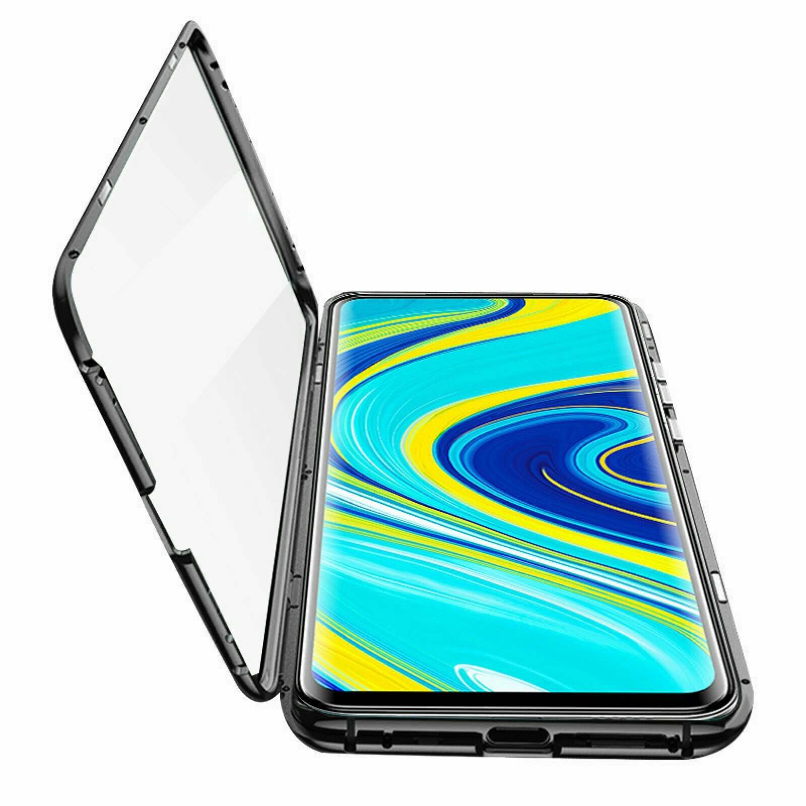 Чехол-бампер MyPads для OnePlus 8 с магнитным креплением из закаленного стекла и металла