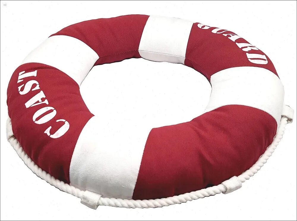 Декоративная подушка COAST GUARD 40x40 см, красно-белая, с надписью для интерьера