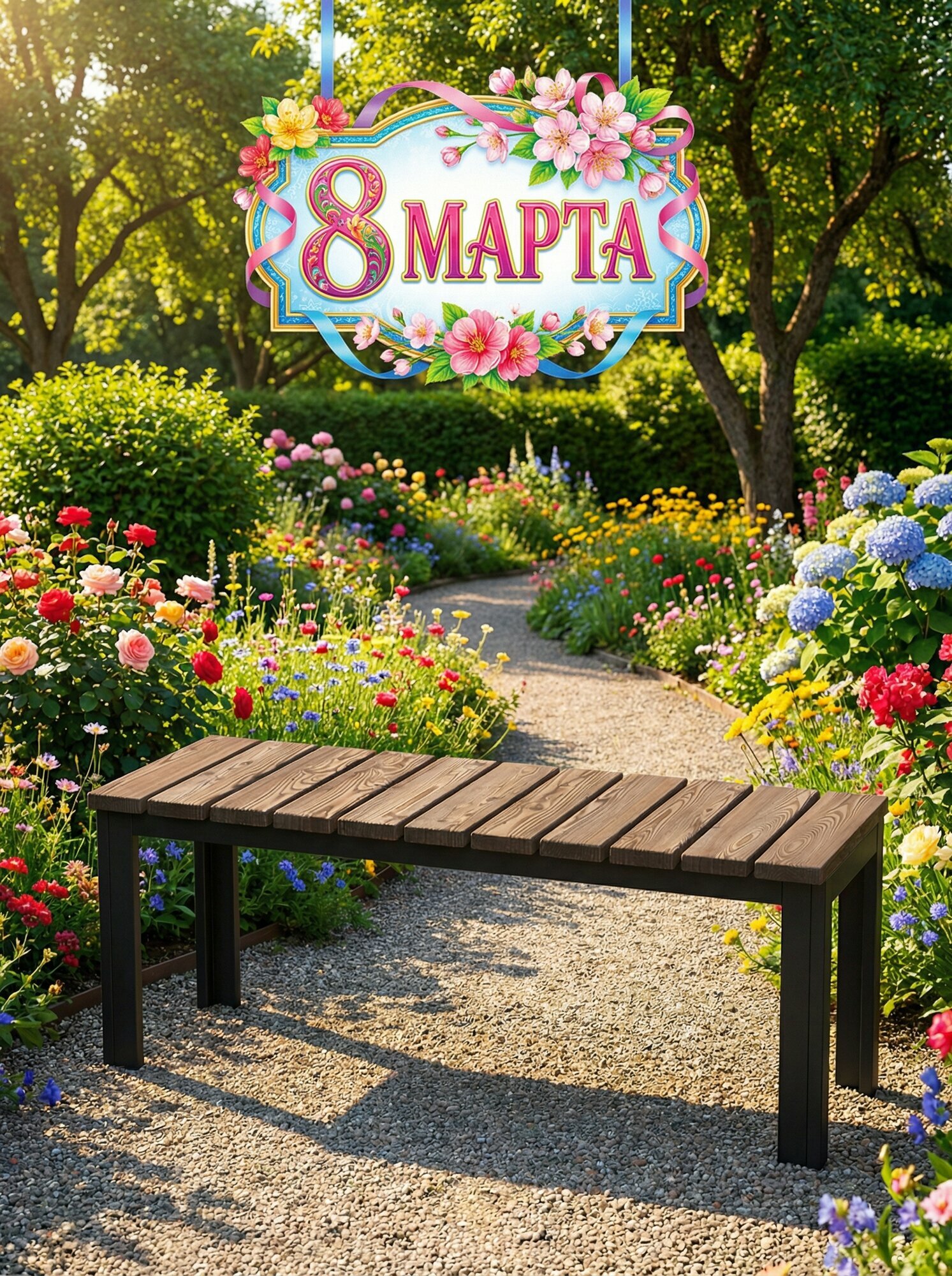 Скамейка садовая LAMELL, коричневая, лавка дачная, скамья для дома, для сада, гростат