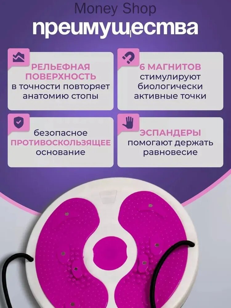 Диск здоровья с эспандерами для талии, ног, рук и спины, выдерживает нагрузку до 120 кг — фото 1