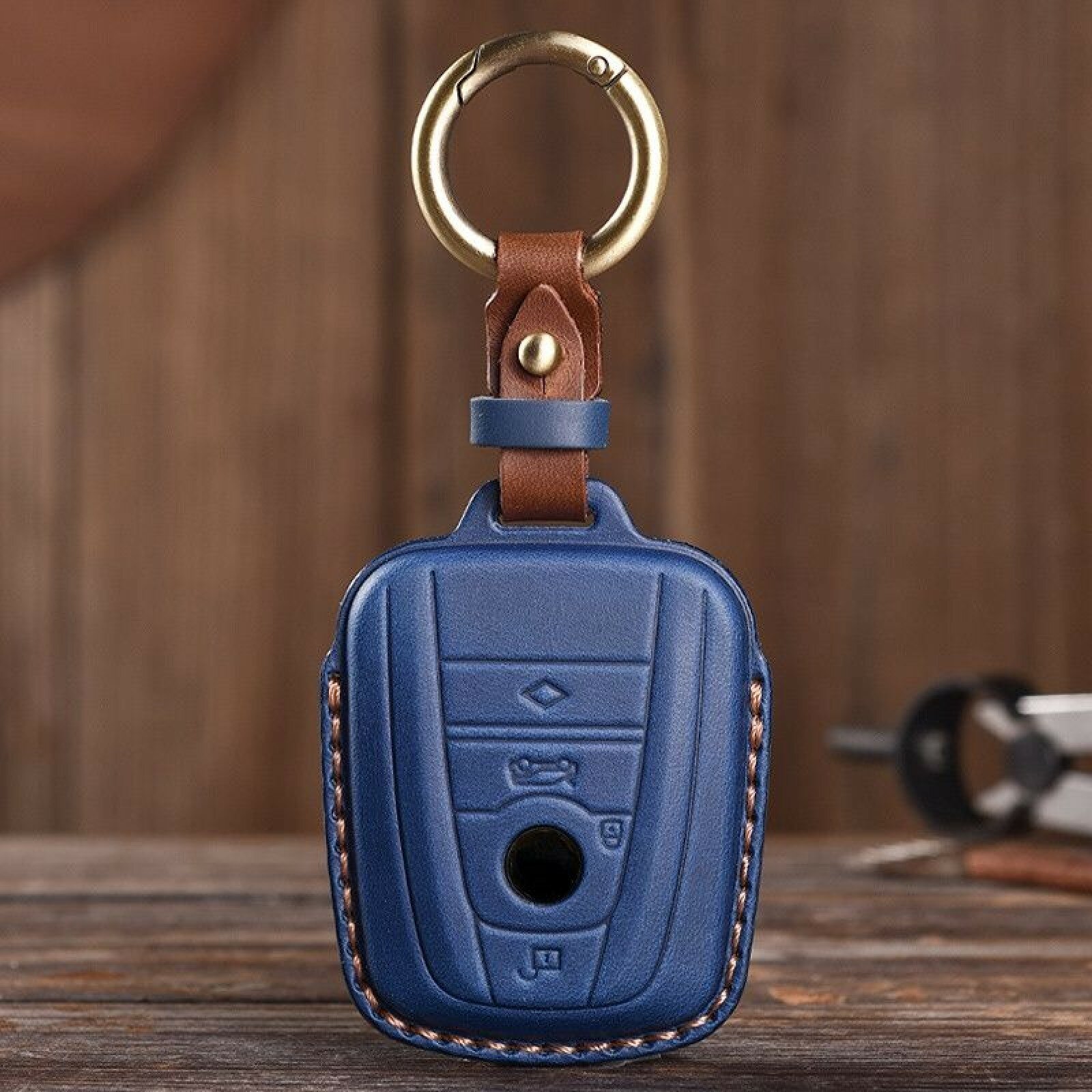 Кожаный чехол MyPads M-268599 синий с брелком для ключей BMW I3 I8 320li 520Li 730 740