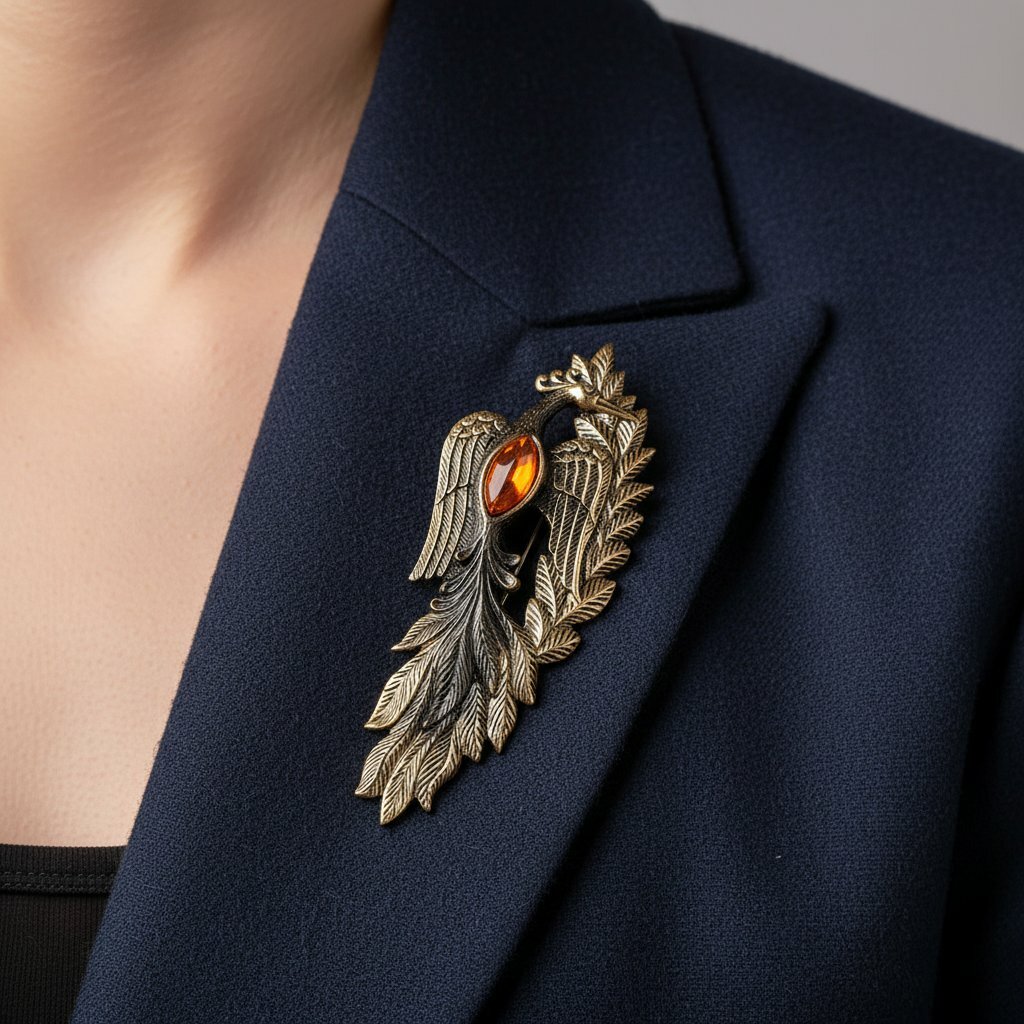 Брошь, янтарь