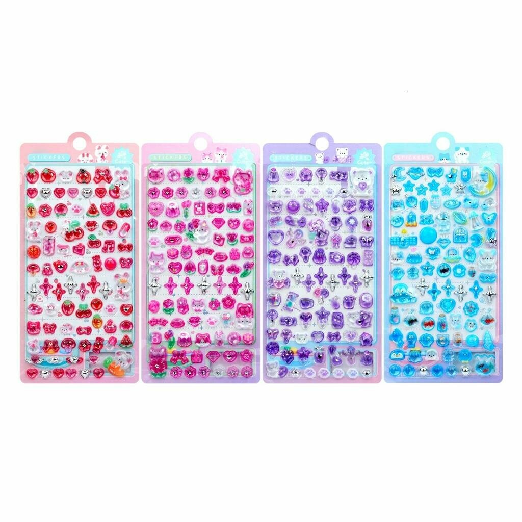 Объёмный кристалл-наклейка с животными и фруктами