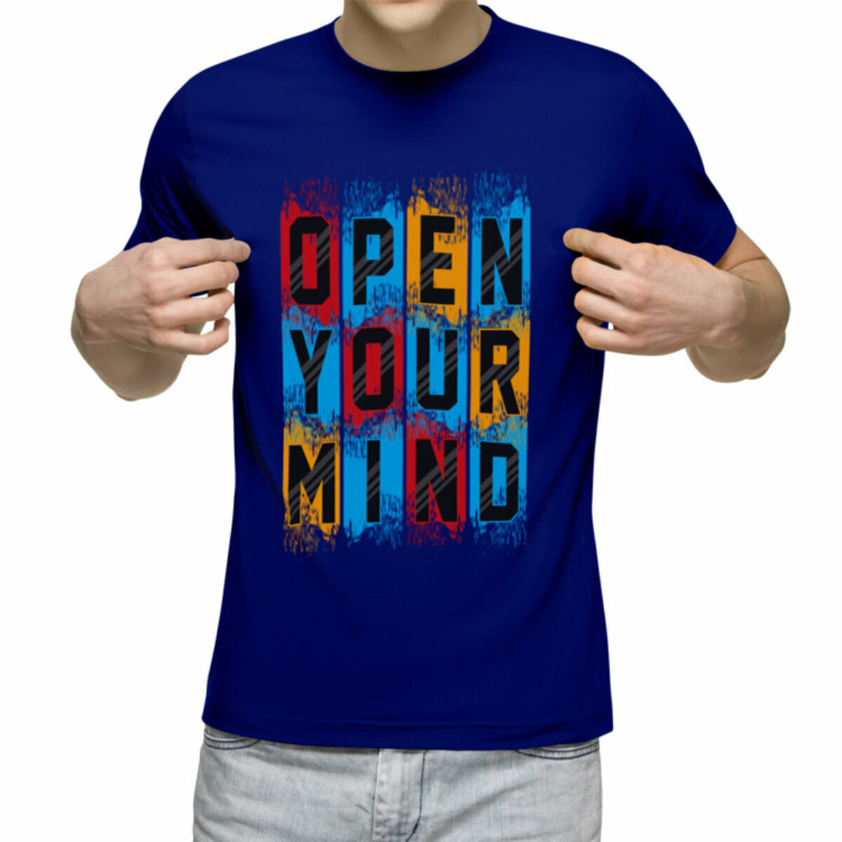 Мужская футболка «Открой свой разум» (синий, 2XL)