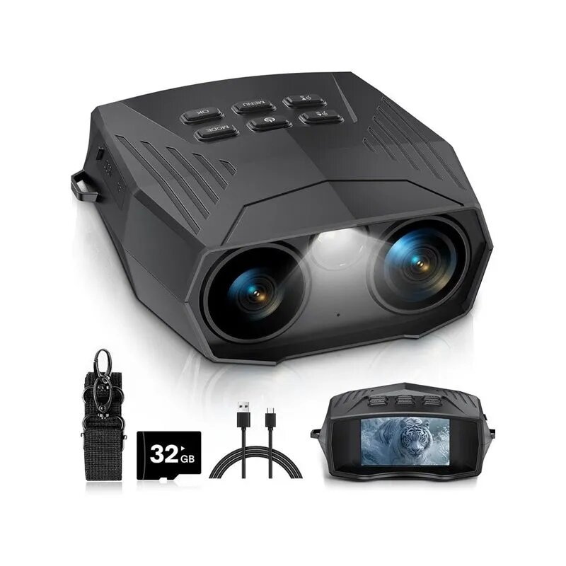 Цифровой бинокль с ночным видением 4K, подсветкой и электронным компасом Для наблюдения за птицами, рыбалки, охоты и патрулирования