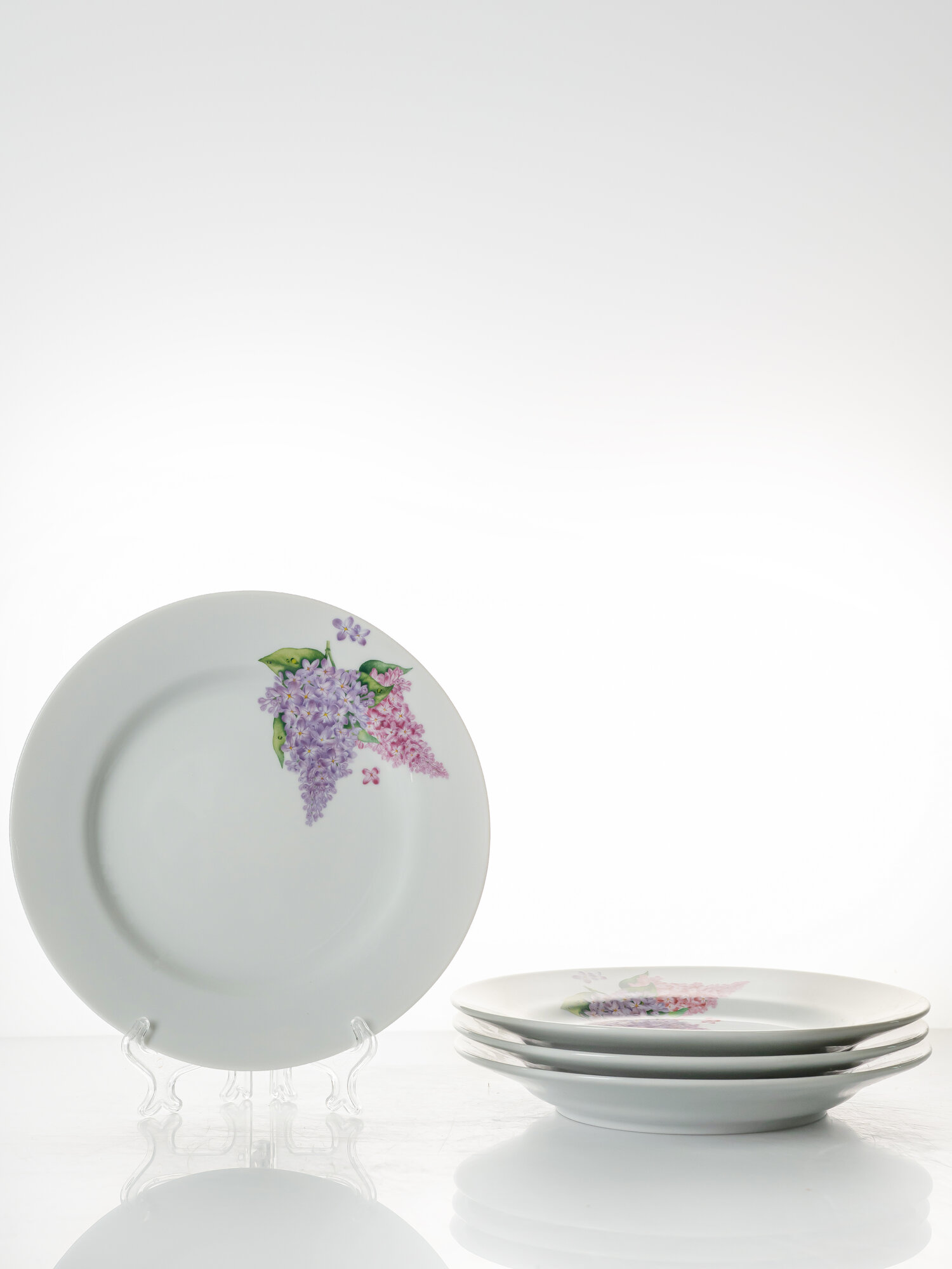 Набор фарфоровых тарелок мелких 200 мм. "Сирень" ф. Идиллия 4 шт, Добрушский фарфоровый завод