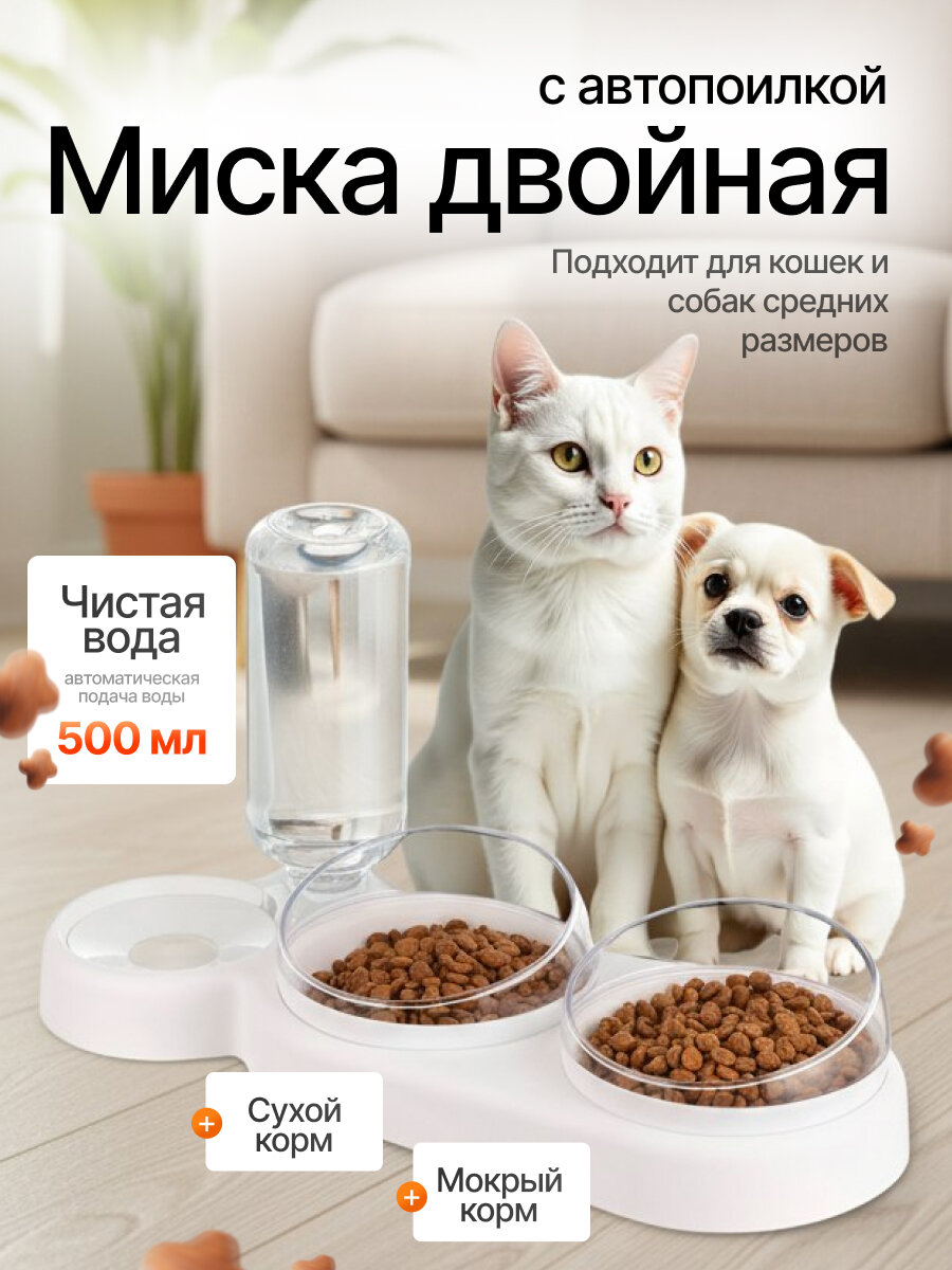 Тройная миска для кошек, двойная миска для животных, Миска с чашей под наклоном