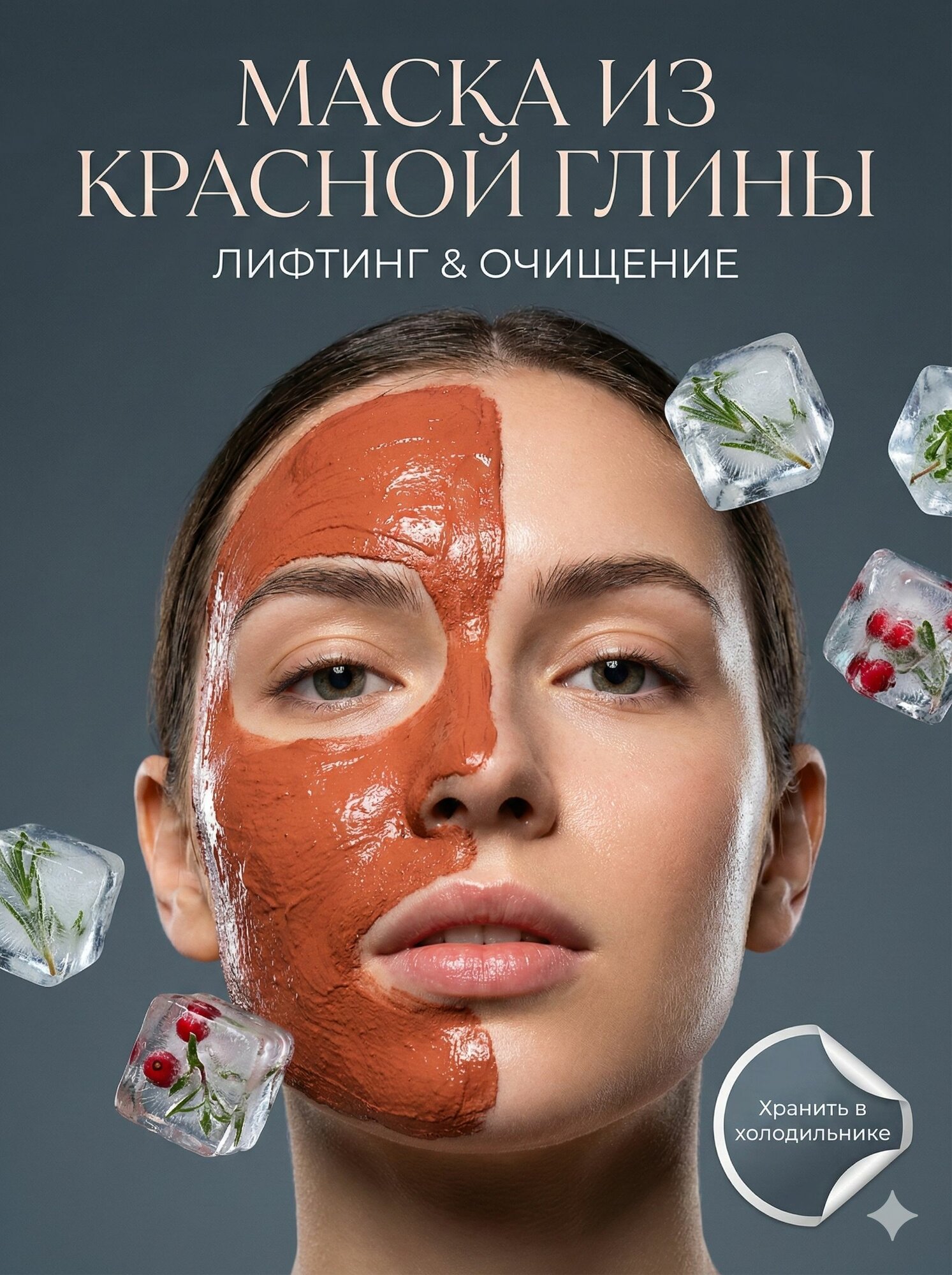 Глиняная маска для лица очищающая и увлажняющая с красной глиной для проблемной кожи