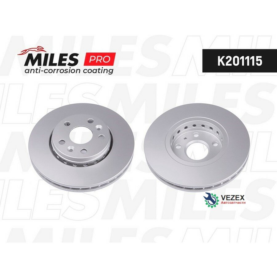 MILES K201115 Диск тормозной (серия PRO с антикоррозионным покрытием) RENAULT KANGOO 08- передний вент. D280мм. K201115 2шт