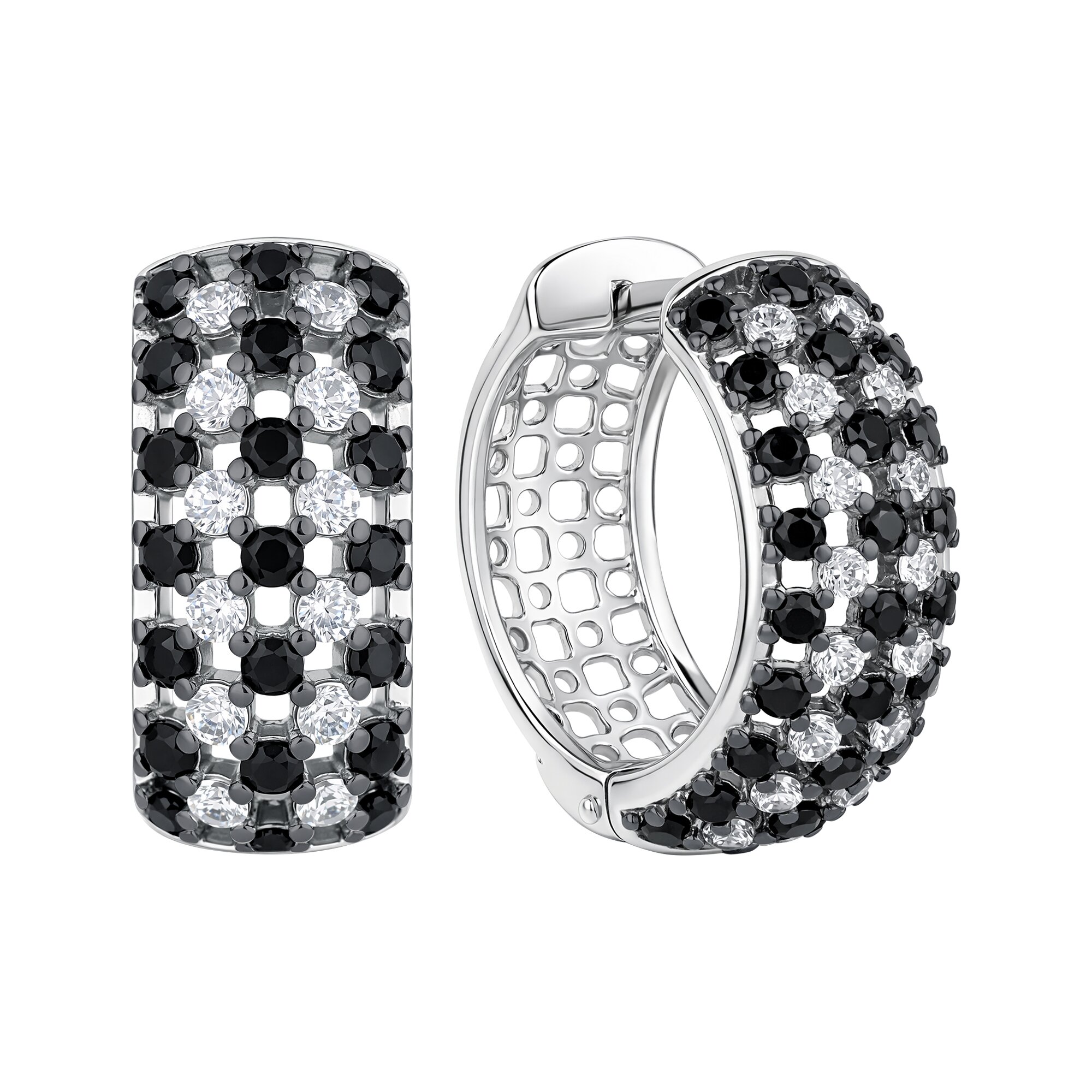 Серьги, серебро, 925 проба, родирование, шпинель, фианит