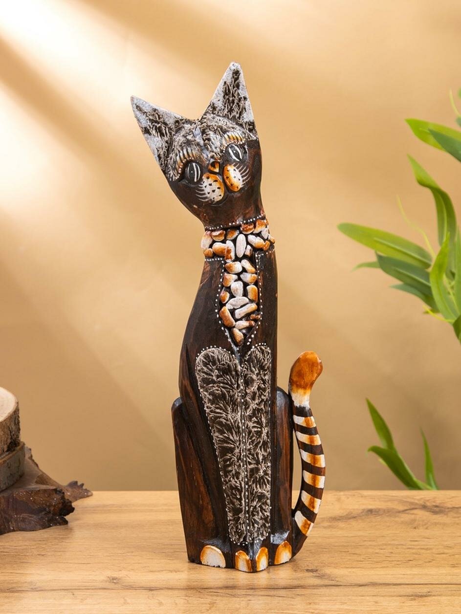 Сувенир Сима-ленд "Кошка", дерево албезия, серия Indonesian style, ручная работа, 35см