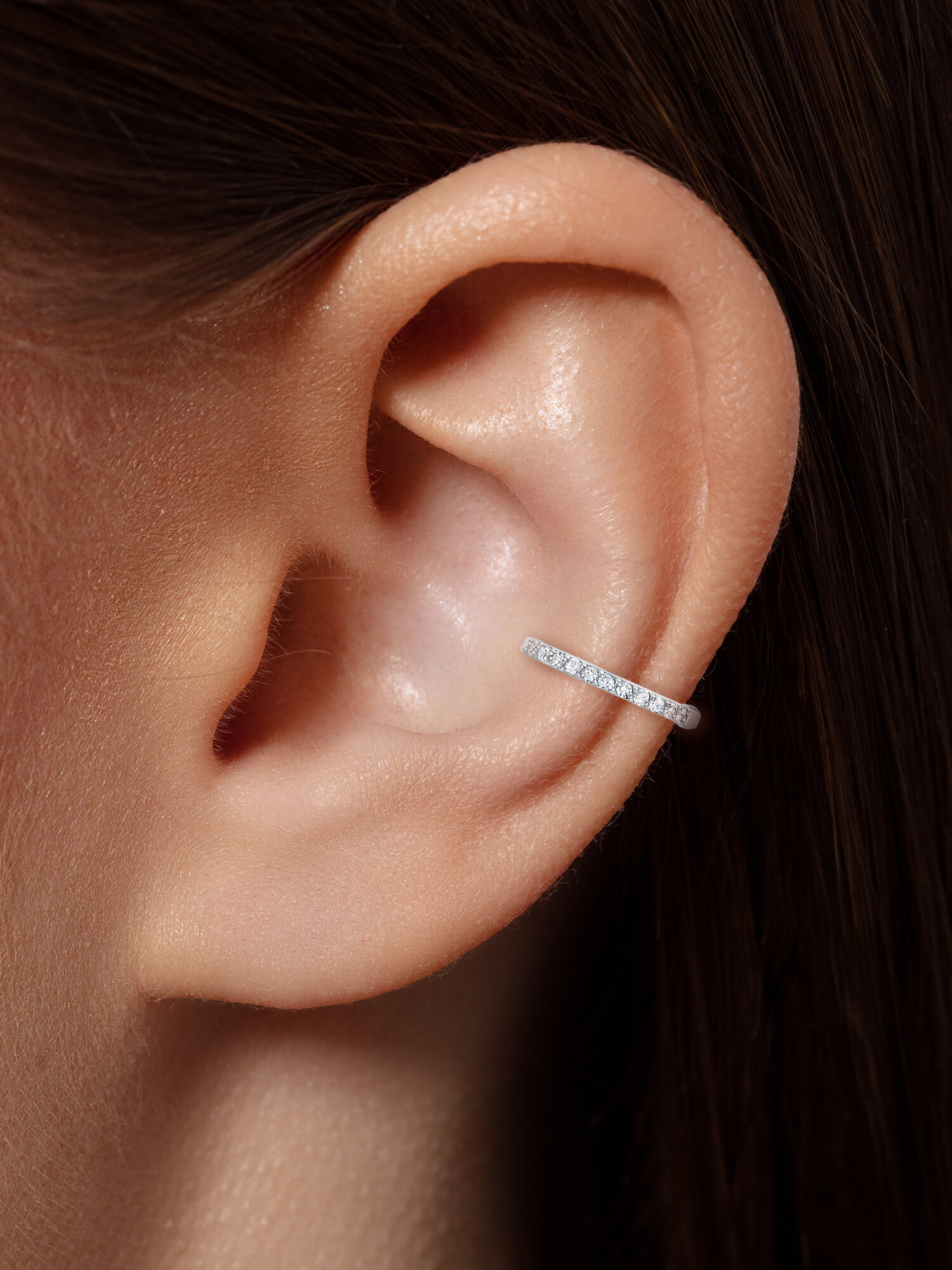 Пирсинг, белое золото, 585 проба, родирование, бриллиант