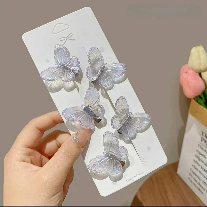 Детские заколки-бабочки 5 шт. 231211 purple