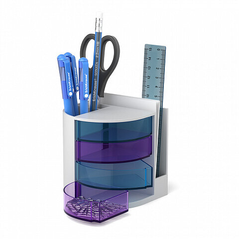 Набор настольный Erich Krause Venezia Classic, пластик, белый, с голубыми и сиреневыми ящиками