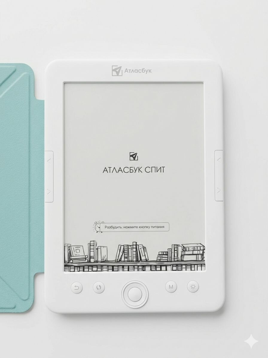 Электронная книга АтласБук Скрипт белый с чехлом (6 дюймов, подсветка, не сенсорный экран)
