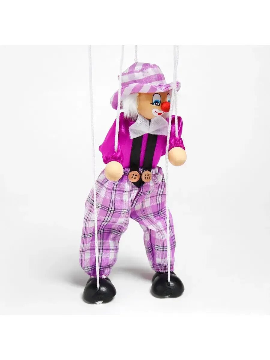 Дергунчик-марионетка на ниточках "Клоун в шляпе", цвета Микс