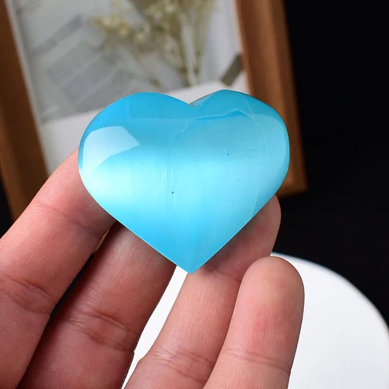 Селенит сердце, голубой, RYCRYSTAL