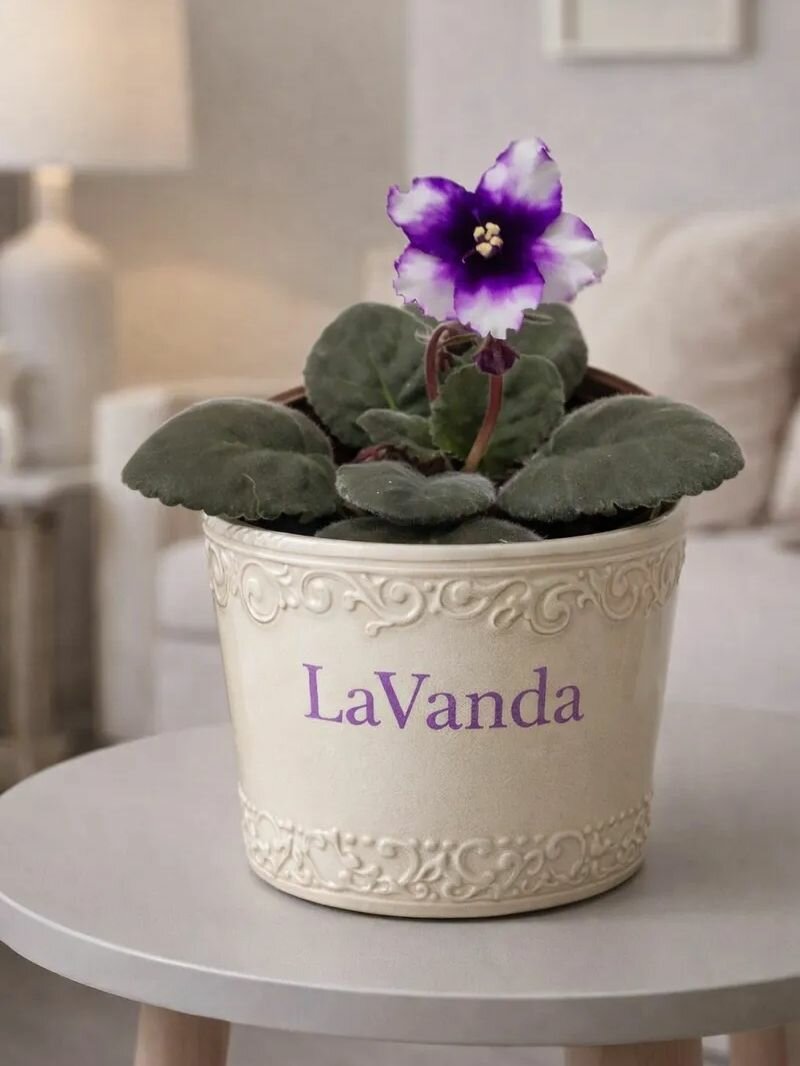 Сенполия (Фиалка узамбарская) комнатная в горшке, Живое растение для дома, Цветущая фиалка