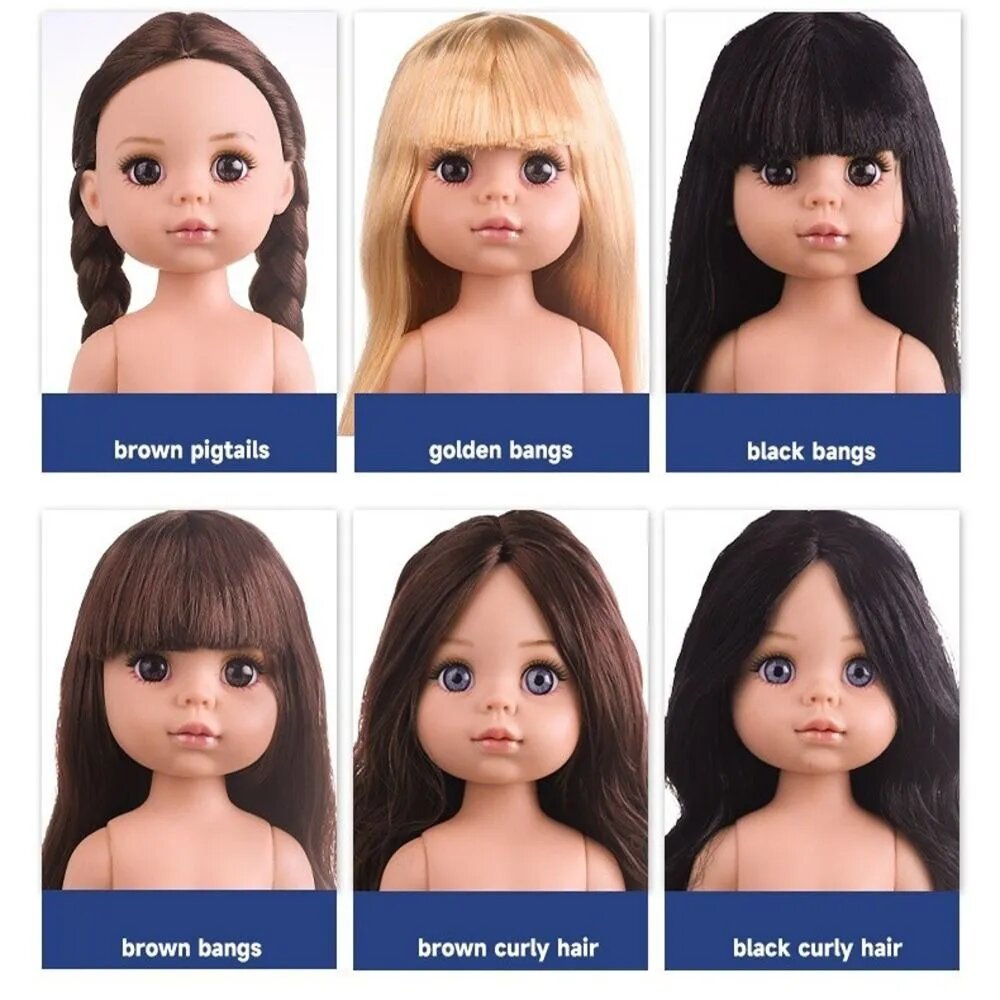 Подарок кукле девочке, кукла BJD для девочек, высота 30 см, ПВХ, черные кудрявые волосы, подвижные элементы — фото 1