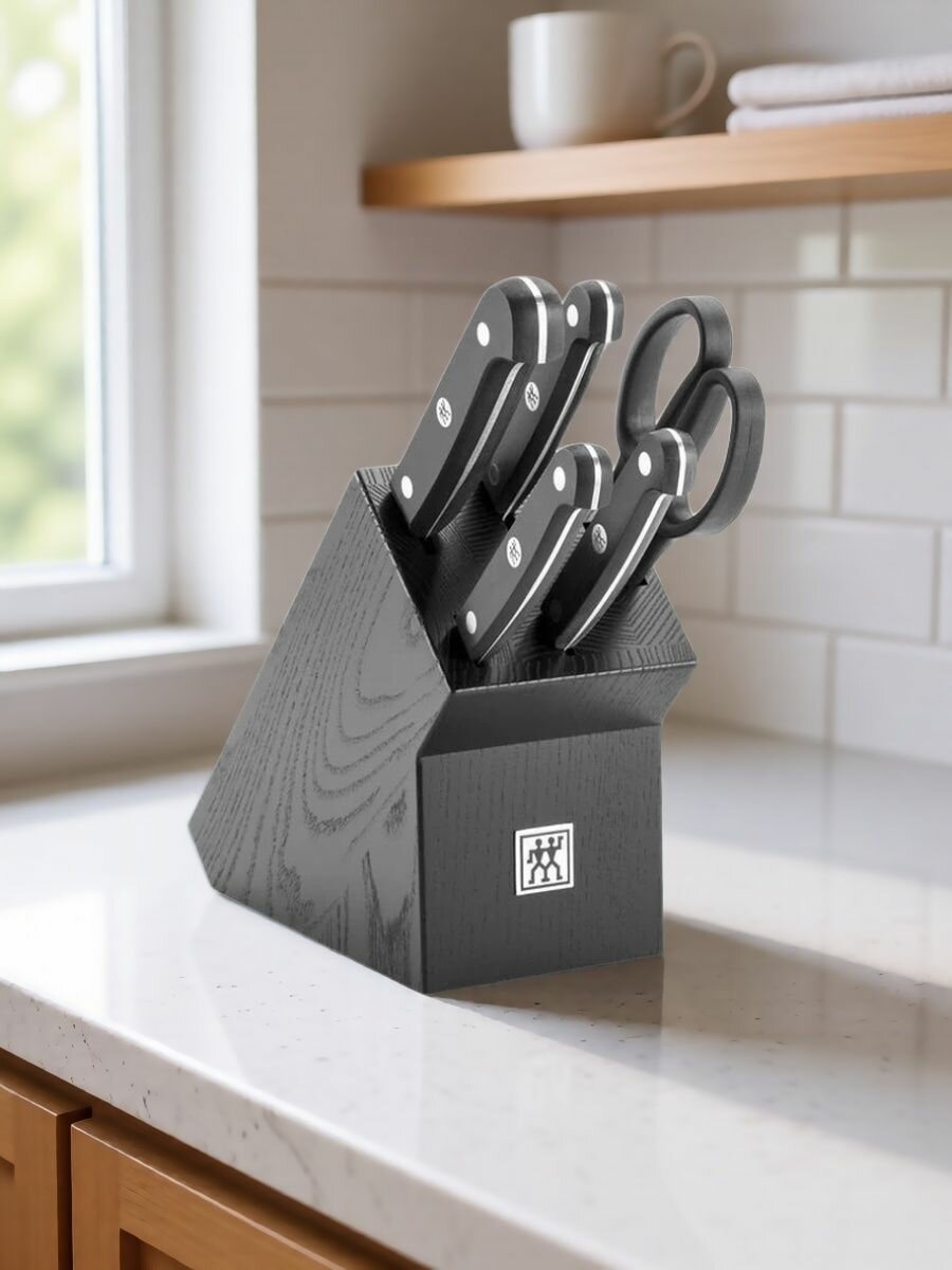 Набор кухонных ножей Zwilling "Gourmet", 6 предметов, нержавеющая сталь, чёрные