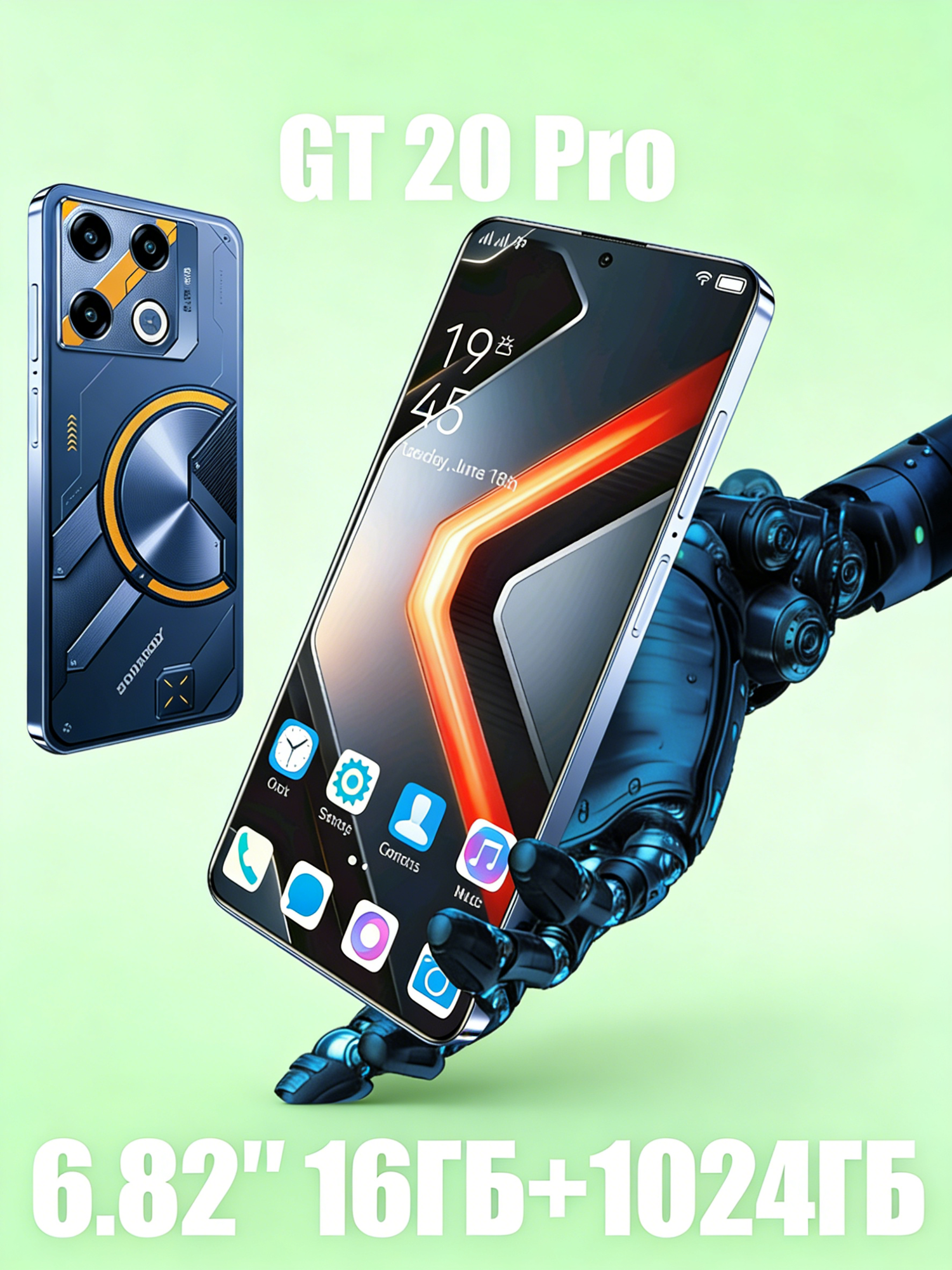 Смартфон GT20 Pro 5G Большой дисплей, быстрая зарядка, гарантия, игровой телефон NFC Snapdragon 8 Gen 3 6,82 дюйма 5G *68