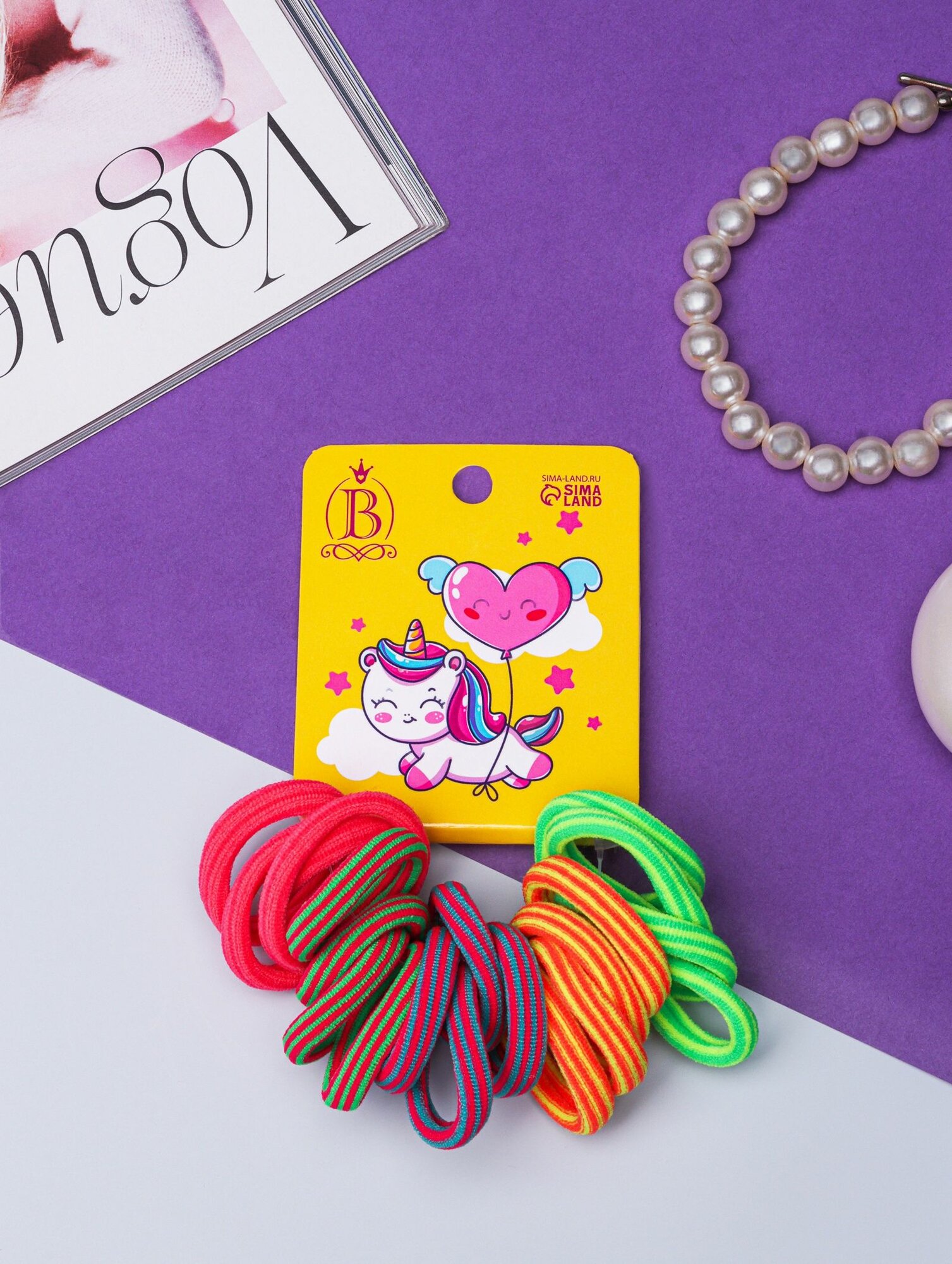 Резинки для волос Выбражулька Единорожек , набор 20 шт, шарик, 2.5 см