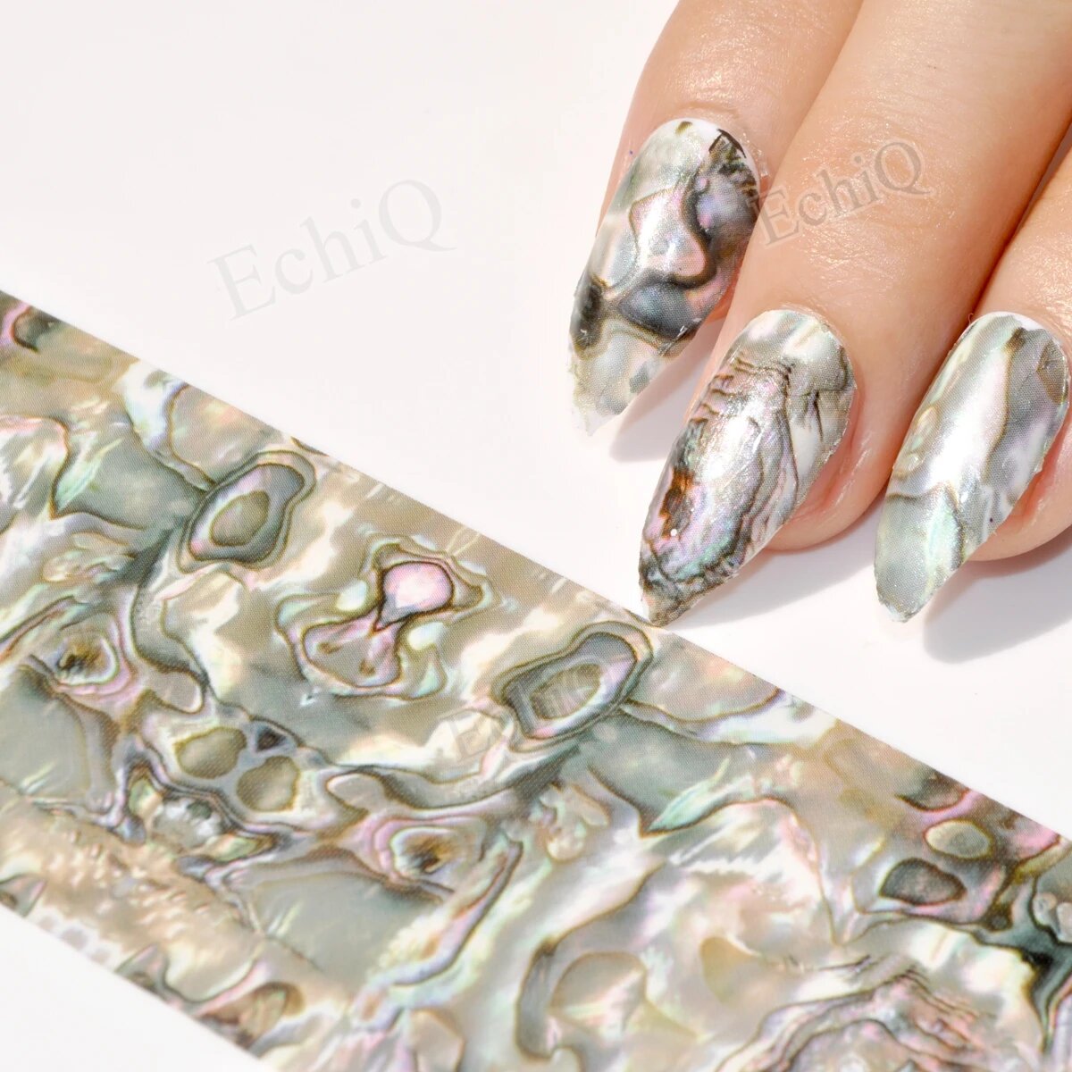 Фольгированные наклейки для ногтей EchiQ цветочный узор 1 метр GL43