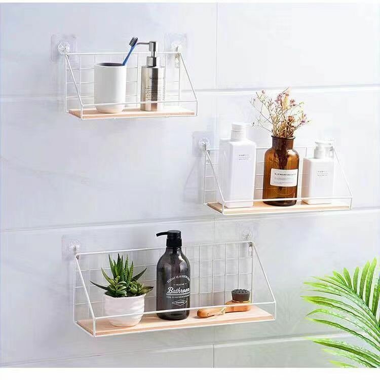 Полка настенная навесная , Стеллаж для хранения вещей，без сверления, 3 шт, черные