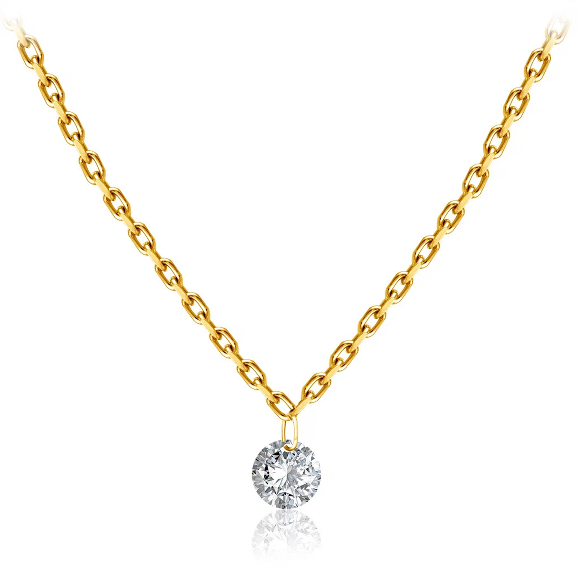 Колье, желтое золото, 585 проба, бриллиант