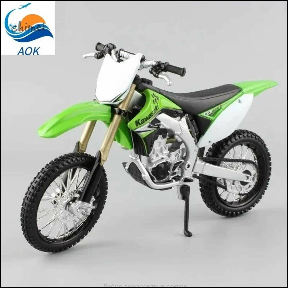 Добро пожаловать в покупкуИгрушечный мотоцикл Kawasaki KX 450F, 1:12, игрушка для мальчика, модель автомобиля, мотоцикл.