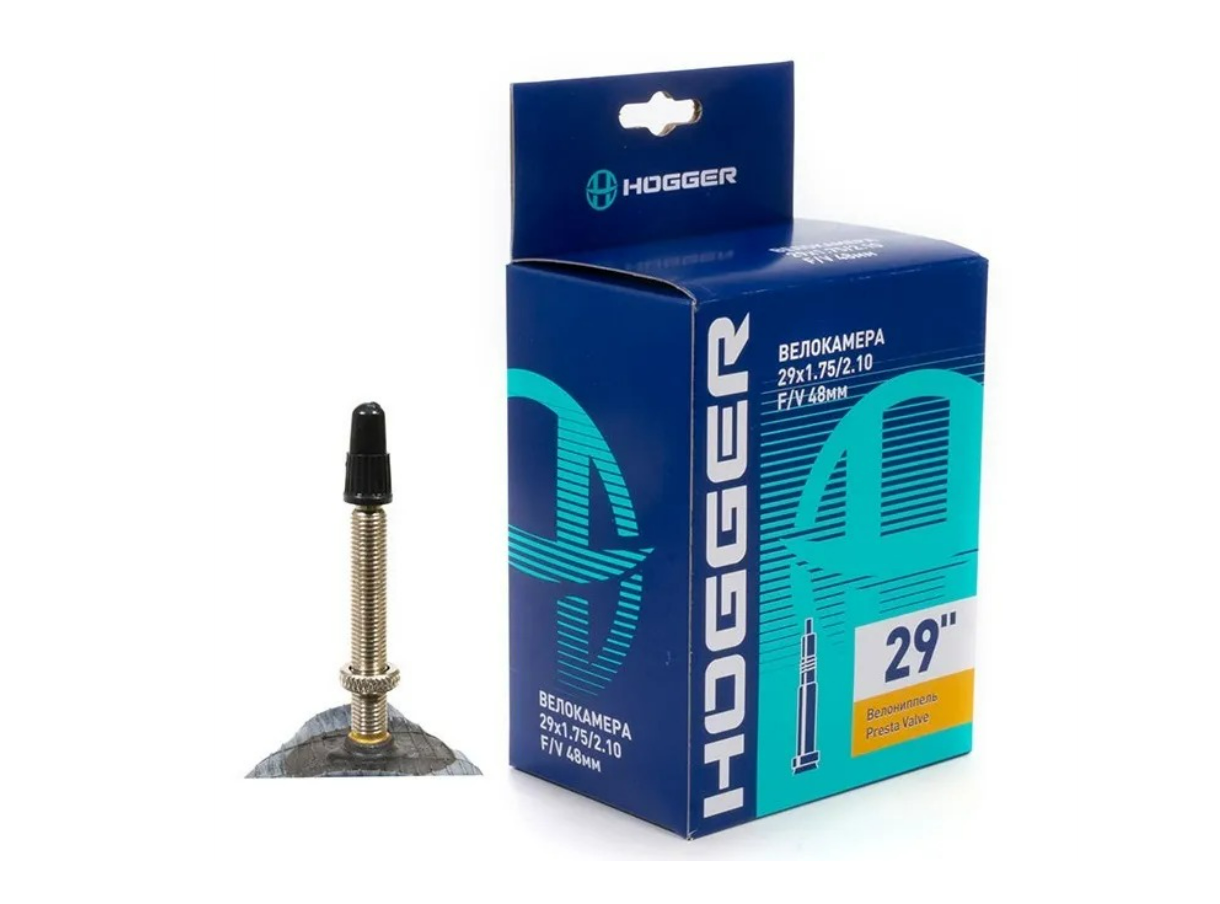 Камера велосипедная HOGGER Presta, 29"Х 2.1/1.75", F/V ниппель, 48мм, индивидуальная упаковка