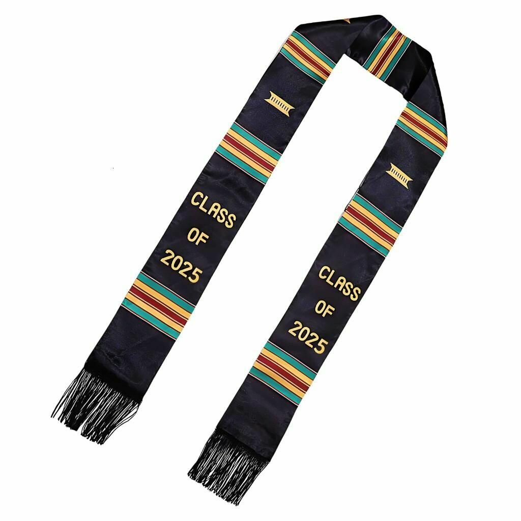 Черная атласная выпускная лента 2025 года выпуска